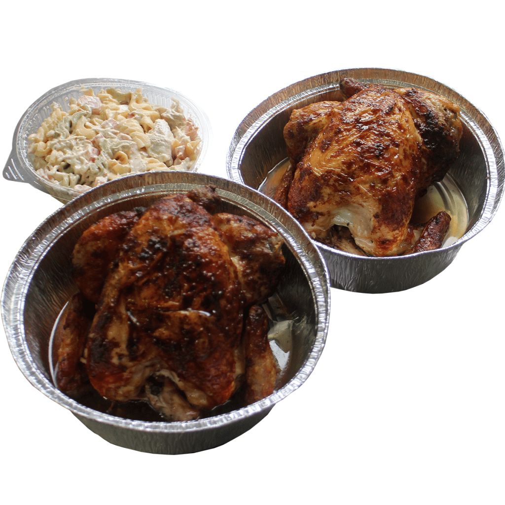 Menú 2 Pollos con Ensalada de Pasta de Pollo - Pollos San Juan