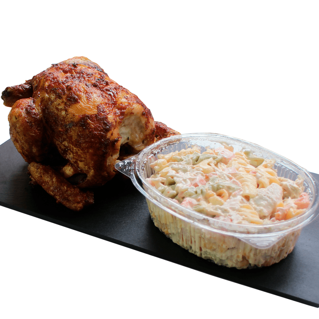 Menú 1 Pollo con Ensalada de Pasta de Pollo - Pollos San Juan