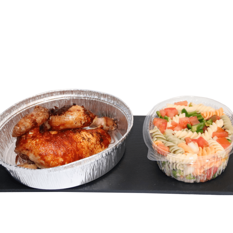 Menú 1/2 Pollo con Pasta con Verdura - Pollos San Juan